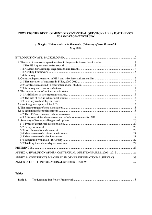 (PDF) 1. The role of contextual questionnaires in large-scale ...