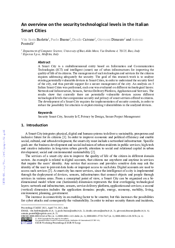 (PDF) An Overview on the Security Technological Levels in the Italian ...