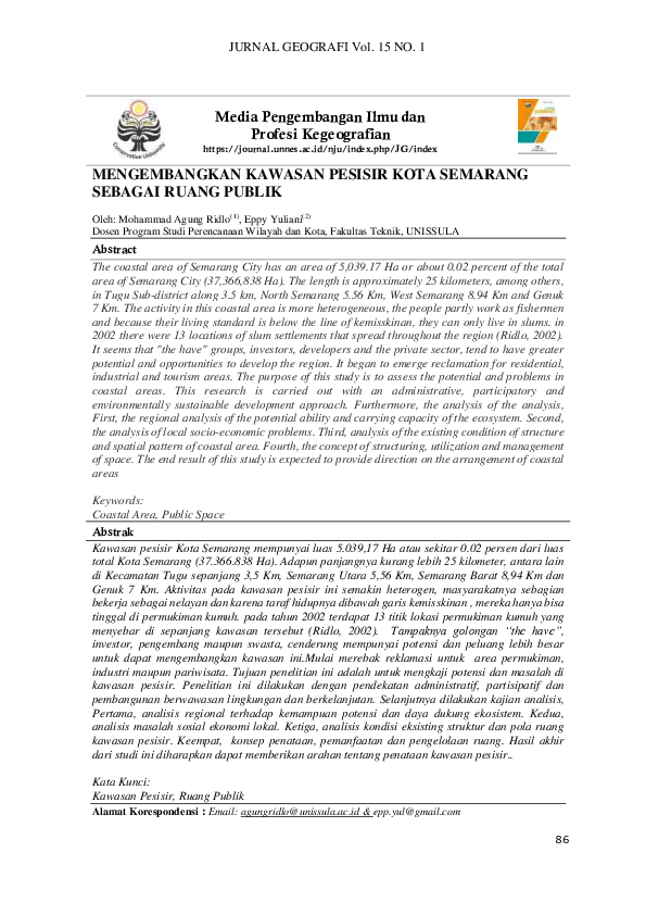 (PDF) Mengembangkan Kawasan Pesisir Pantai Kota Semarang Sebagai Ruang Publik
