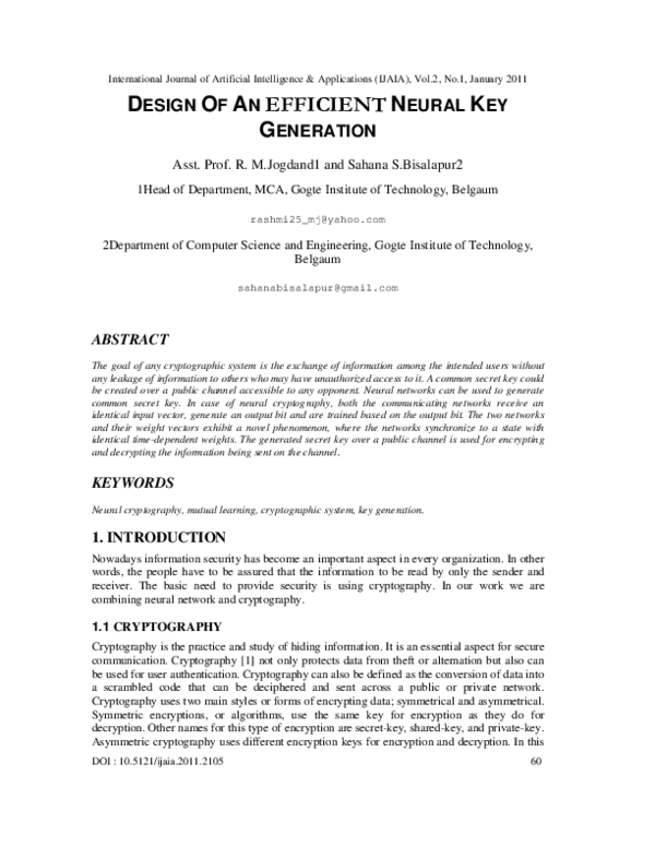 (PDF) Design of An Efficient Neural Key Generation