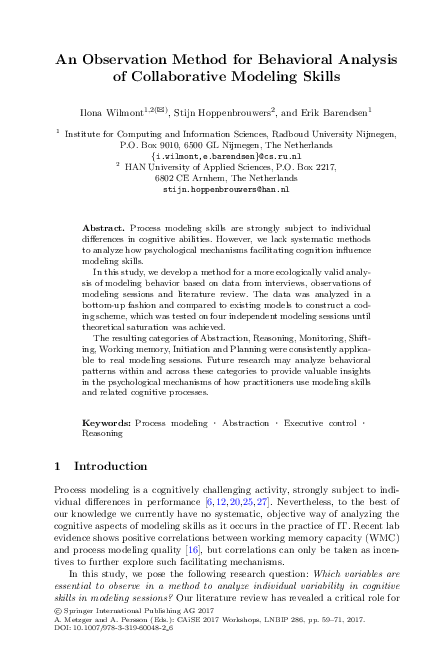 (PDF) An Observation Method for Behavioral Analysis of Collaborative ...