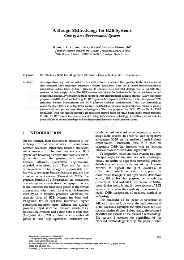 (PDF) A Design Methodology for B2B Systems - Case of an e-Procurement ...