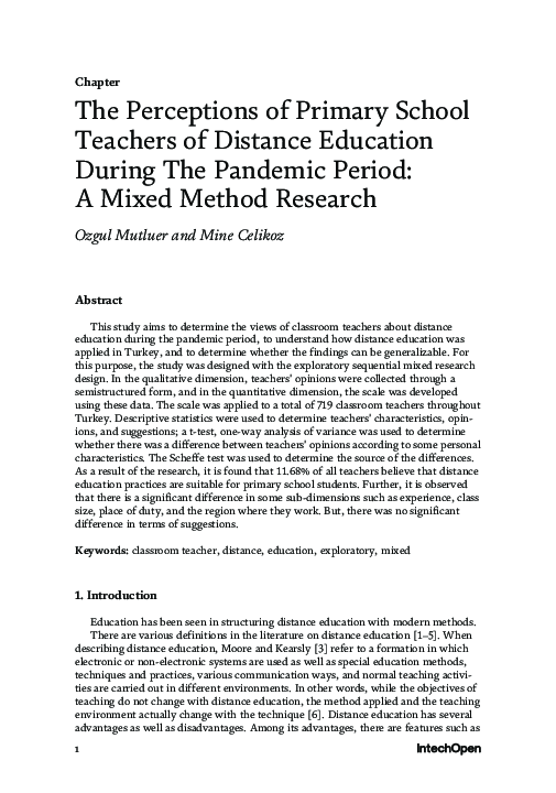 (PDF) The Perceptions of Primary School Teachers of Distance Education During The Pandemic ...