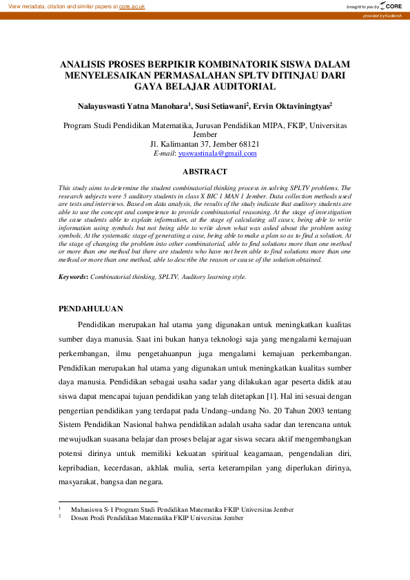 (PDF) Analisis Proses Berpikir Kombinatorik Siswa Dalam Menyelesaikan Permasalahan SPLTV ...