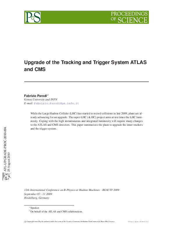 (PDF) Upgrade of the tracking and trigger system at ATLAS and CMS