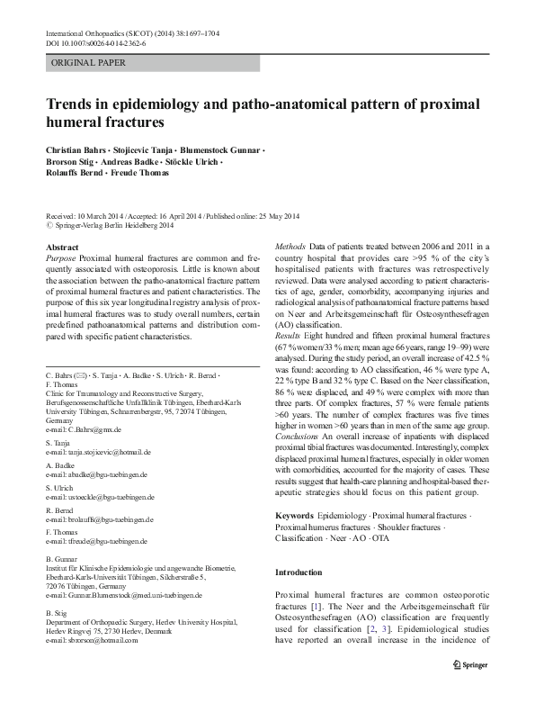 (PDF) Trends in epidemiology and patho-anatomical pattern of proximal ...