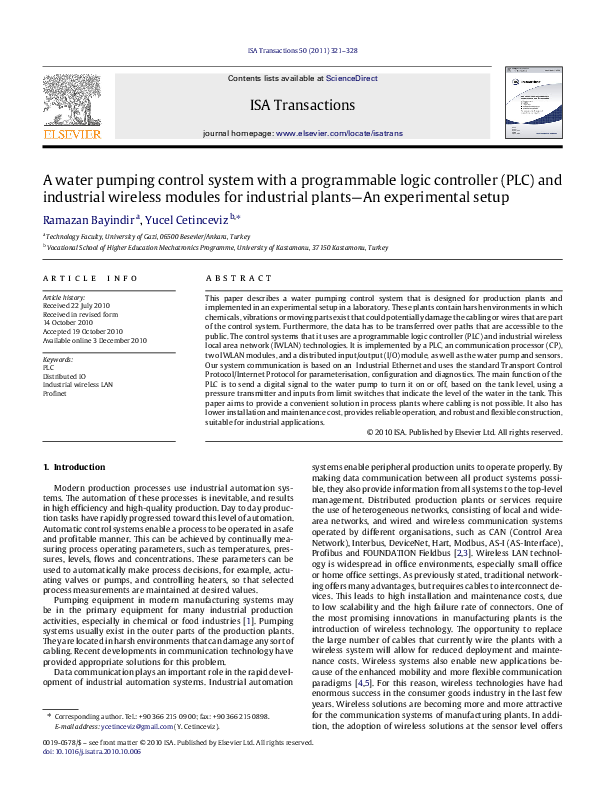 (PDF) A water pumping control system with a programmable logic ...