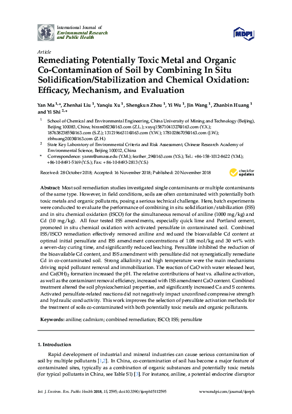 (PDF) Remediating Potentially Toxic Metal and Organic Co-Contamination ...