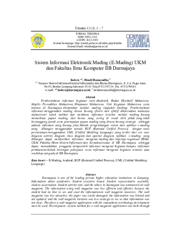 (PDF) Sistem Informasi Elektronik Mading (E-Mading) UKM dan Fakultas ...