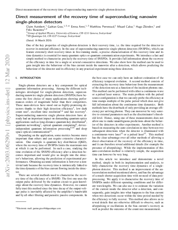 (PDF) Direct measurement of the recovery time of superconducting ...