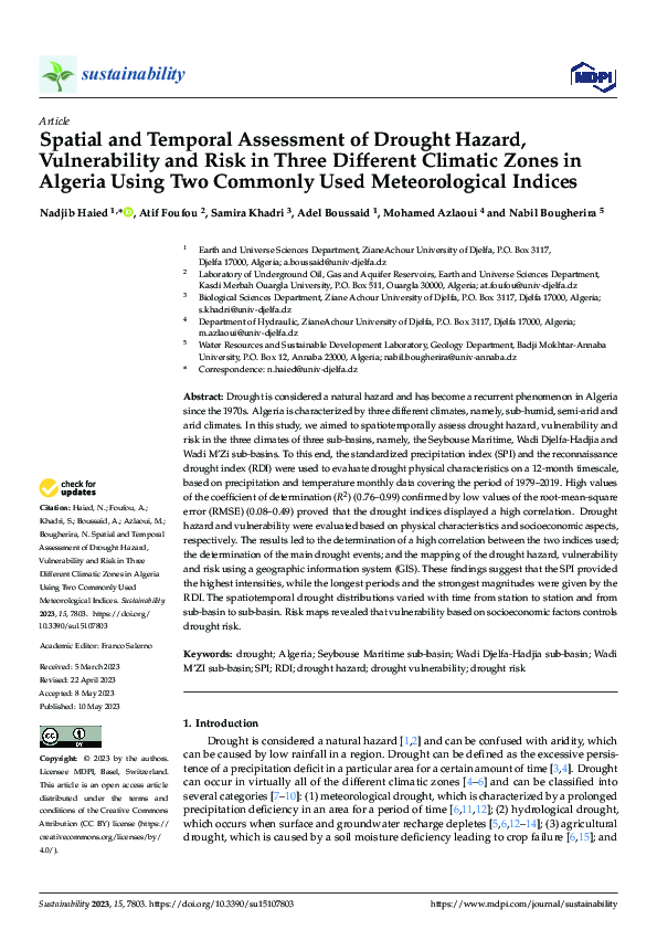 (PDF) Spatial and Temporal Assessment of Drought Hazard, Vulnerability and Risk in Three ...