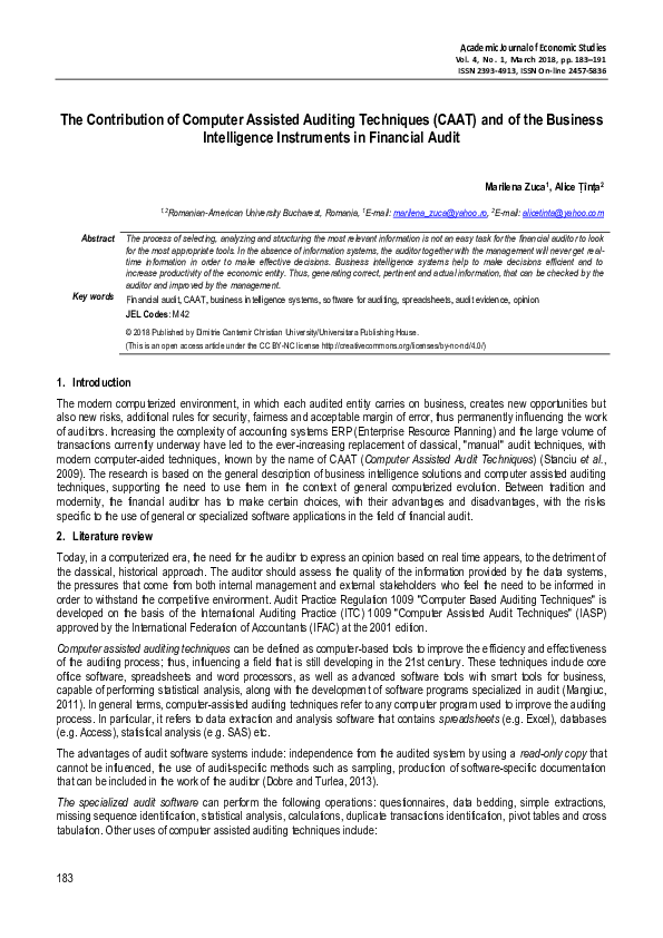 (PDF) The Contribution of Computer Assisted Auditing Techniques (CAAT ...