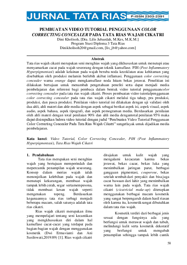(PDF) Pembuatan Video Tutorial Penggunaan Color Correcting Concealer ...