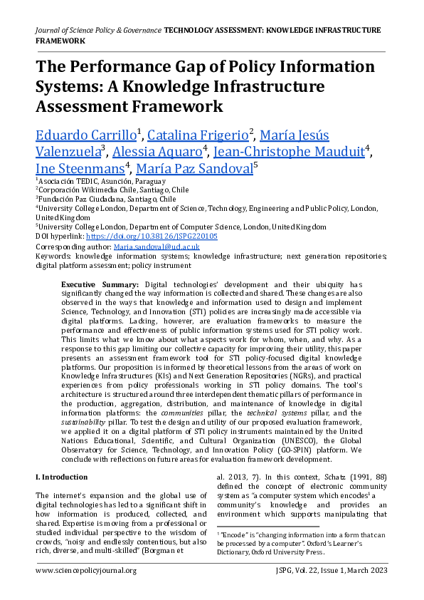 (PDF) The Performance Gap of Policy Information Systems: A Knowledge Infrastructure Assessment ...