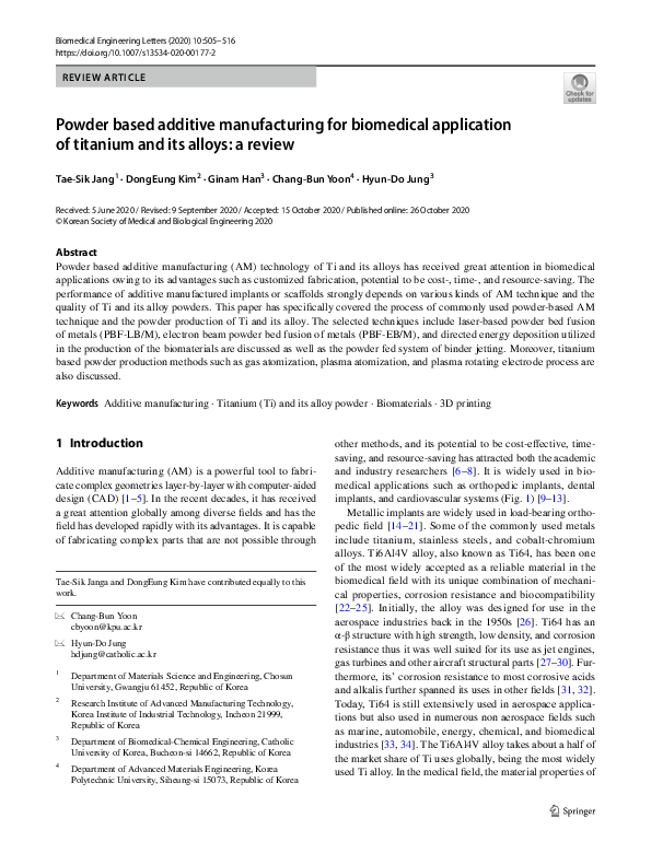(PDF) Powder based additive manufacturing for biomedical application of ...