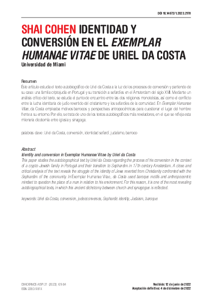 (PDF) SHAI COHEN IDENTIDAD Y CONVERSIÓN EN EL EXEMPLAR HUMANAE VITAE DE ...