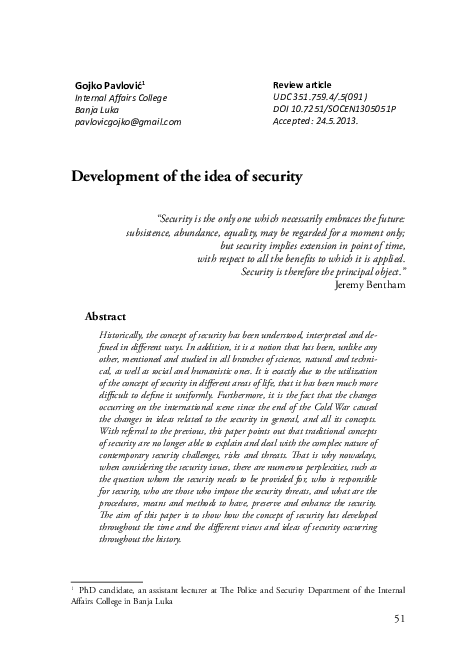 (PDF) Development of the idea of security
