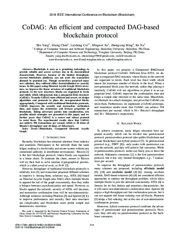 Pdf Codag An Efficient And Compacted Dag Based Blockchain Protocol