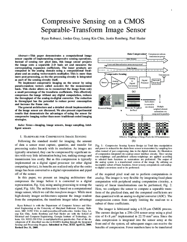 Pdf Compressive Sensing On A Cmos Separable Transform Image Sensor