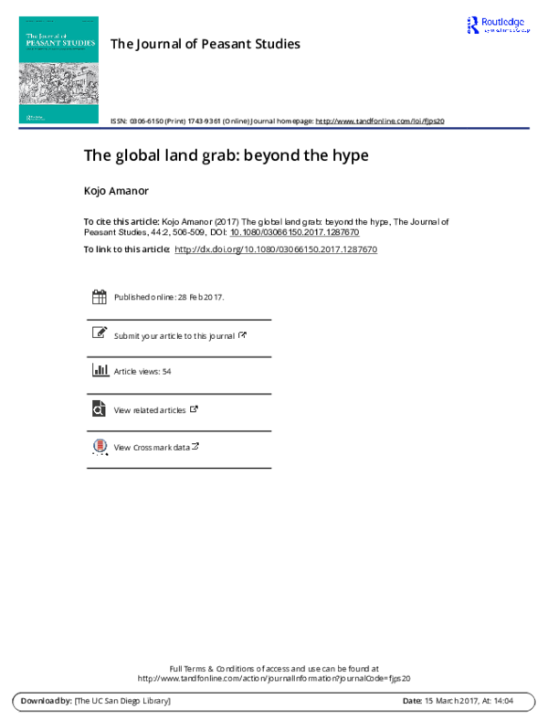 (PDF) The global land grab: beyond the hype