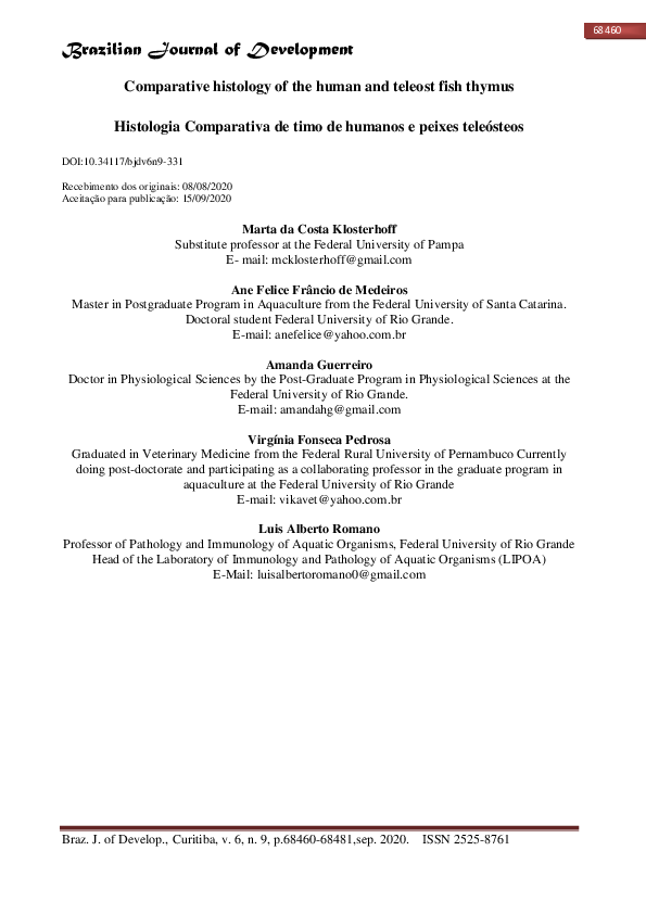 (PDF) Comparative Histology of the Human and Teleost Fish Thymus ...