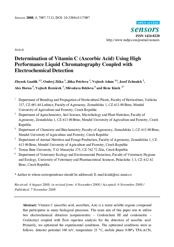 (PDF) Determination of Vitamin C (Ascorbic Acid) Using High Performance Liquid Chromatography ...
