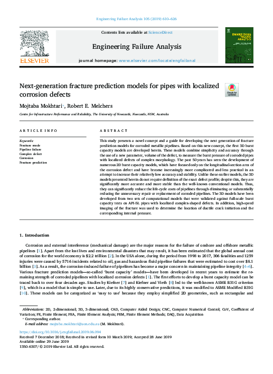 Pdf Next Generation Fracture Prediction Models For Pipes With