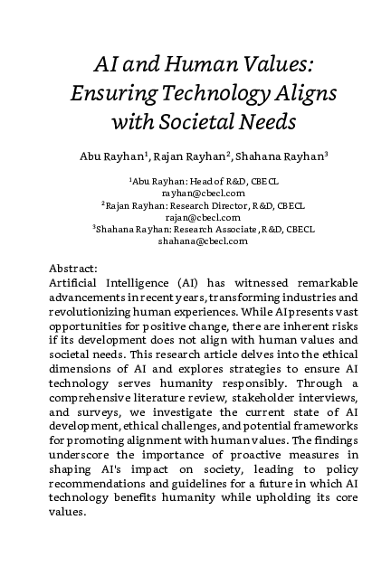 (PDF) AI and Human Values: Ensuring Technology Aligns with Societal Needs