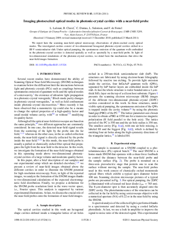 (PDF) Imaging photoexcited optical modes in photonic-crystal cavities with a near-field probe