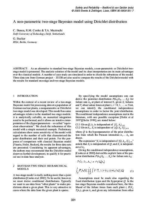 Pdf A Non Parametric Two Stage Bayesian Model Using Dirichlet