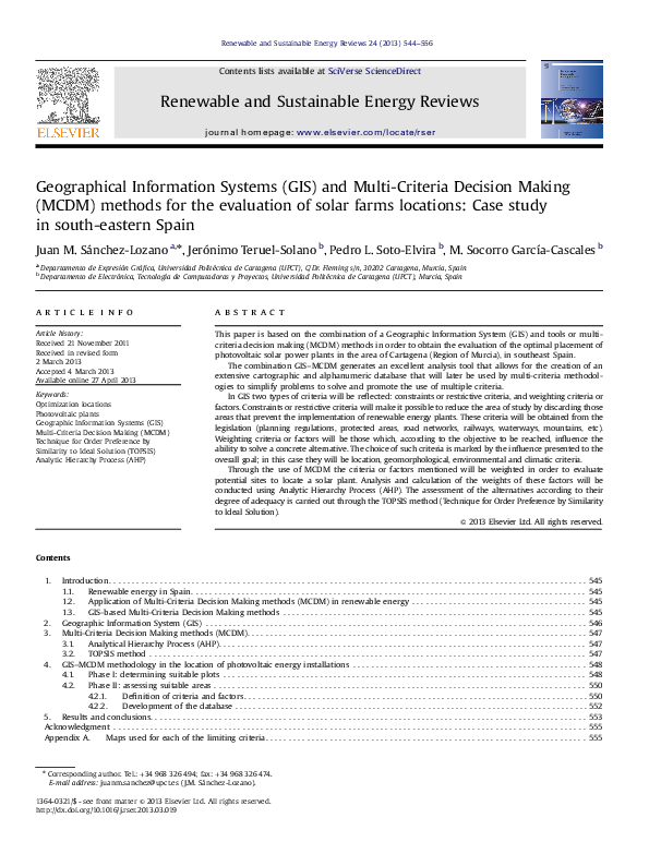 (PDF) Geographical Information Systems (GIS) and Multi-Criteria Decision Making (MCDM) methods ...