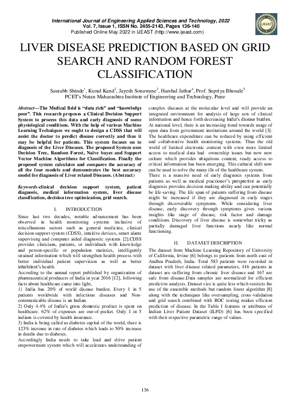 (PDF) Liver Disease Prediction Based on Grid Search and Random Forest Classification