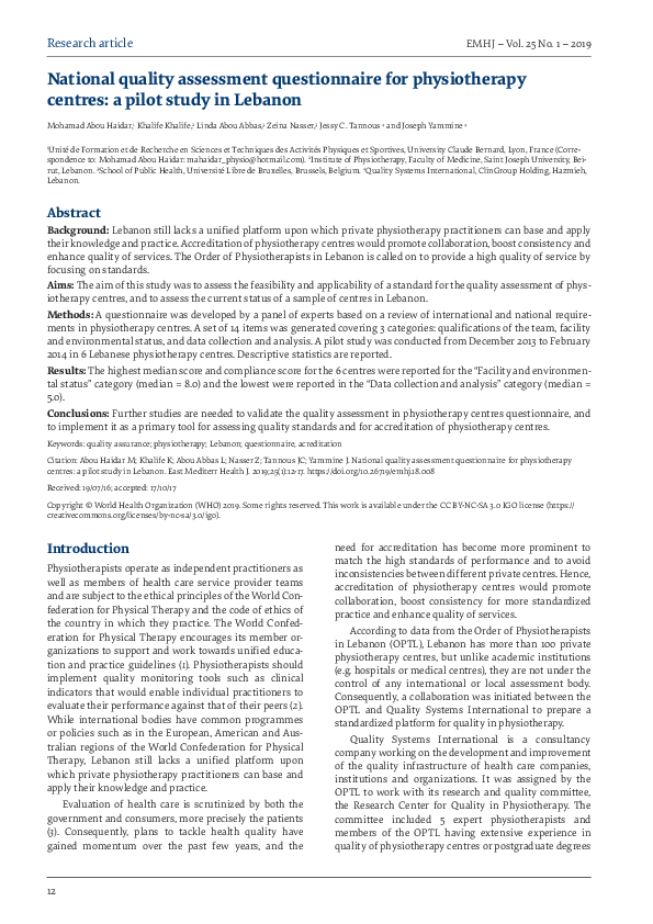(PDF) National quality assessment questionnaire for physiotherapy ...