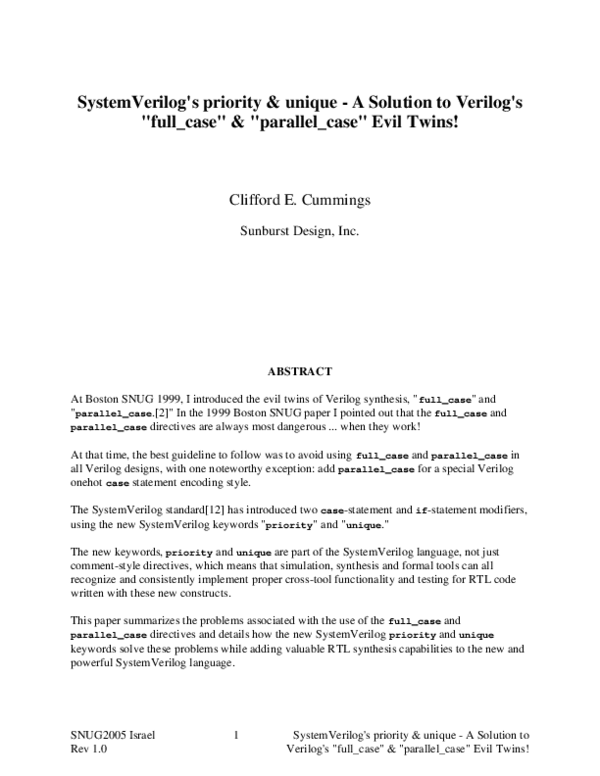 (PDF) SystemVerilog's priority & unique - A Solution to Verilog's "full_case" & "parallel_case ...