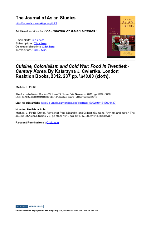 (PDF) Cuisine, Colonialism and Cold War: Food in Twentieth-Century ...