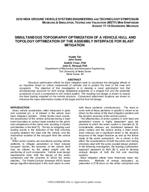 Simultaneous Topography Optimization Of A Vehicle Hull And Topology