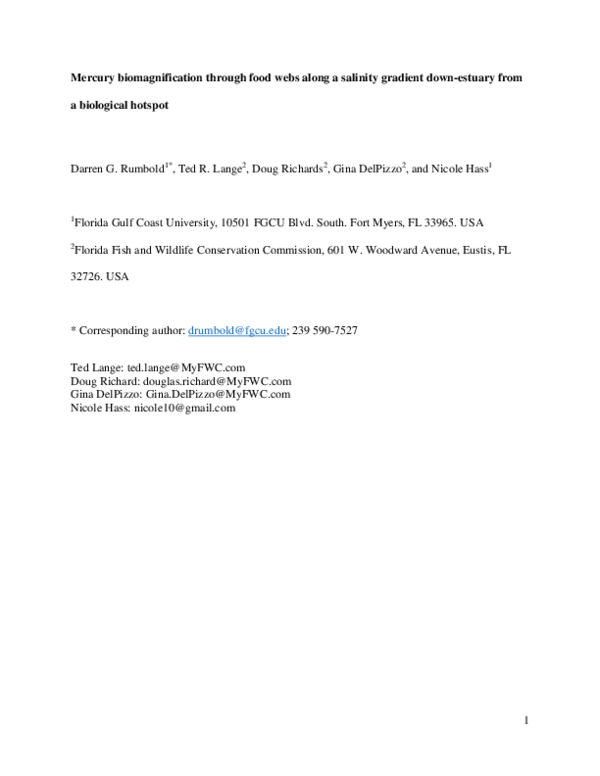 (PDF) Mercury biomagnification through food webs along a salinity ...
