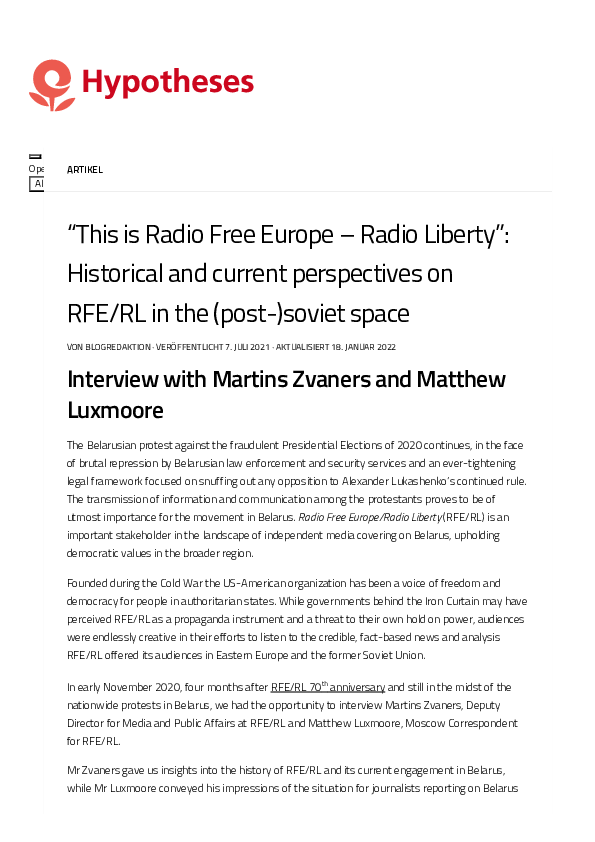 (PDF) "This is Radio Free Europe – Radio Liberty": Historical and ...