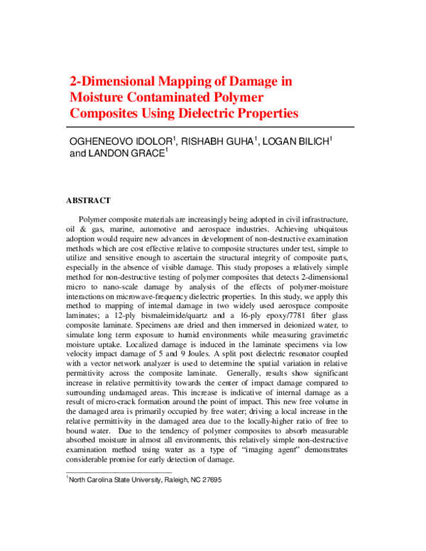(PDF) 2-Dimensional Mapping of Damage in Moisture Contaminated Polymer ...