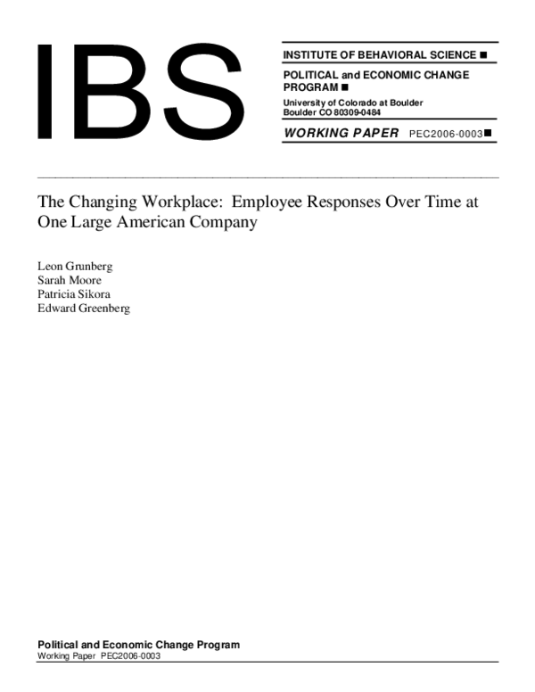 (PDF) The Changing Workplace: Employee Responses Over Time at One Large ...