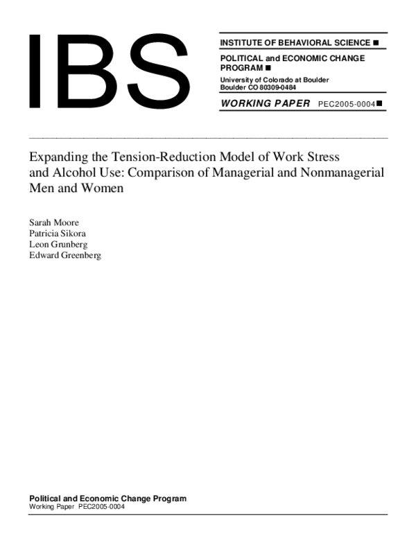 (PDF) Expanding the Tension-Reduction Model of Work Stress and Alcohol ...
