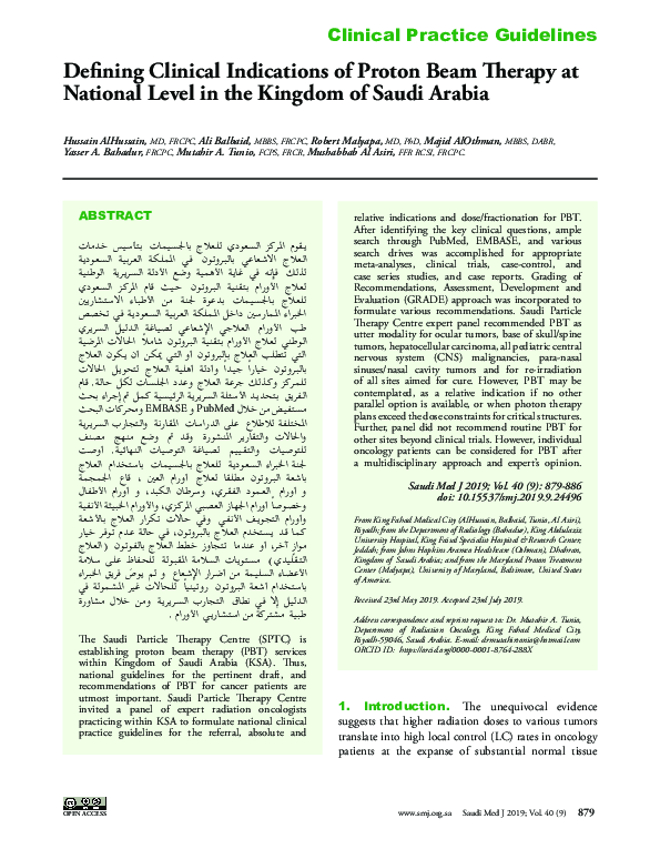 (PDF) Defining Clinical Indications of Proton Beam Therapy at National ...