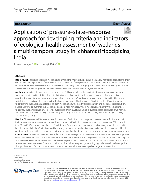 (PDF) Application of pressure–state–response approach for developing ...