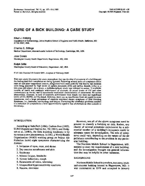 (PDF) Cure of a sick building: A case study