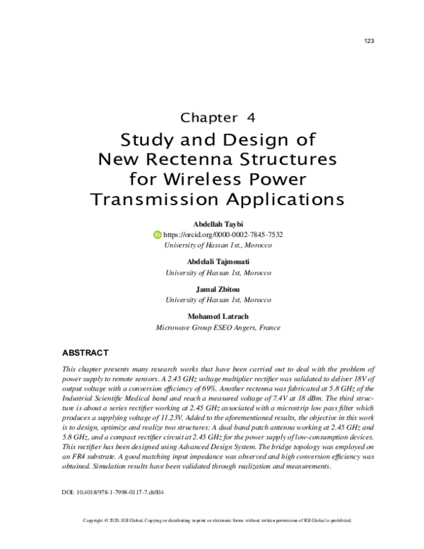 (PDF) Study and Design of New Rectenna Structures for Wireless Power ...