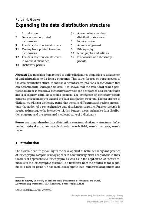 (PDF) Expanding the data distribution structure