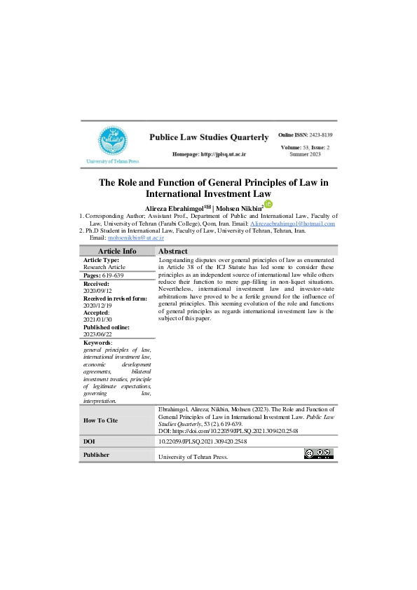 (PDF) The Role and Function of General Principles of Law in ...