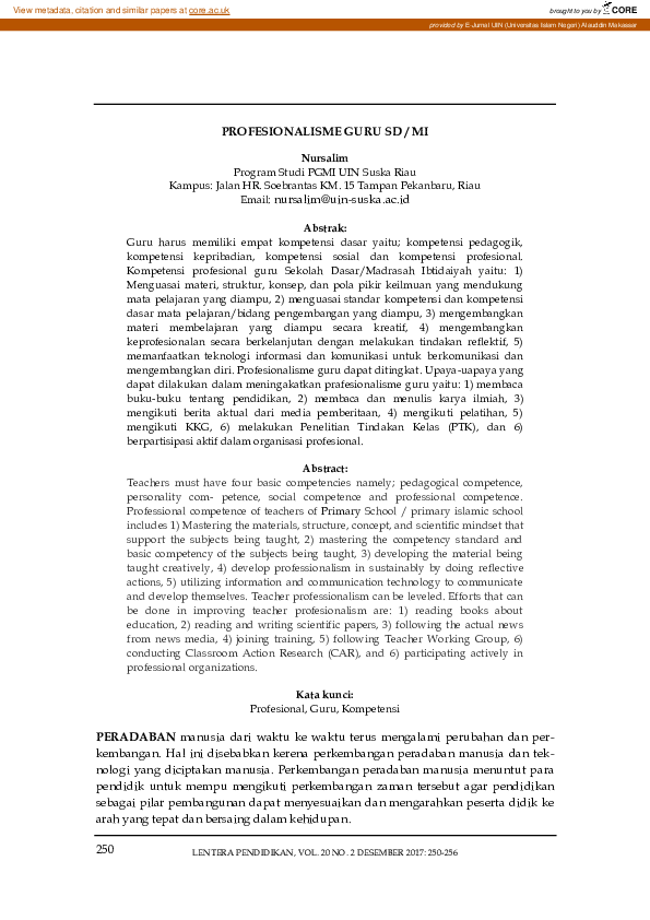 (PDF) Profesionalisme Guru SD / MI