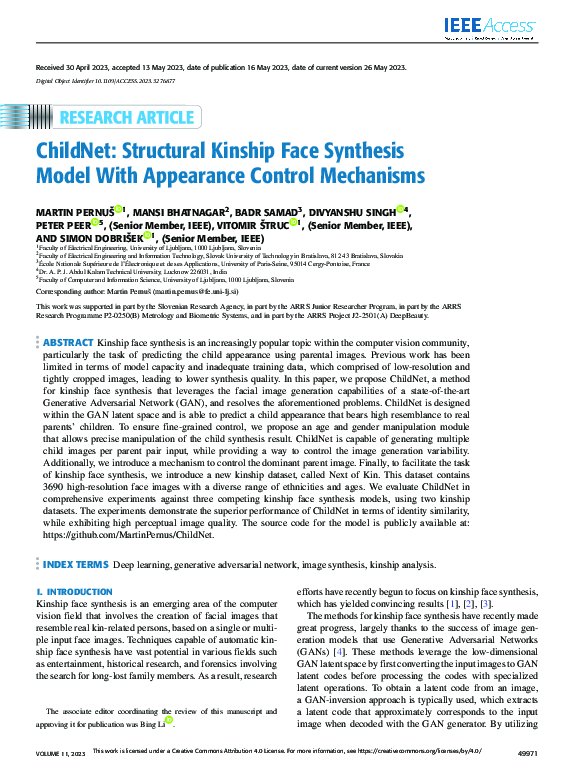 (PDF) ChildNet: Structural Kinship Face Synthesis Model With Appearance Control Mechanisms