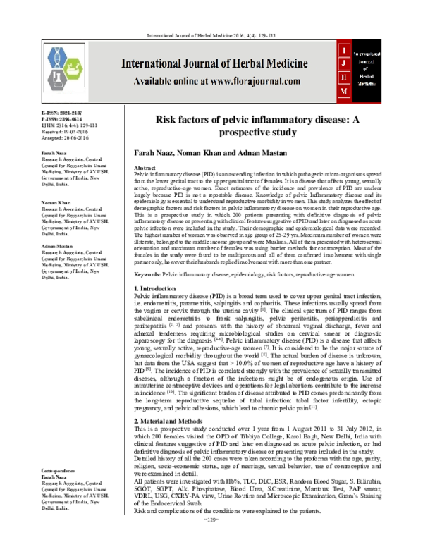 (PDF) Risk factors of pelvic inflammatory disease: A prospective study